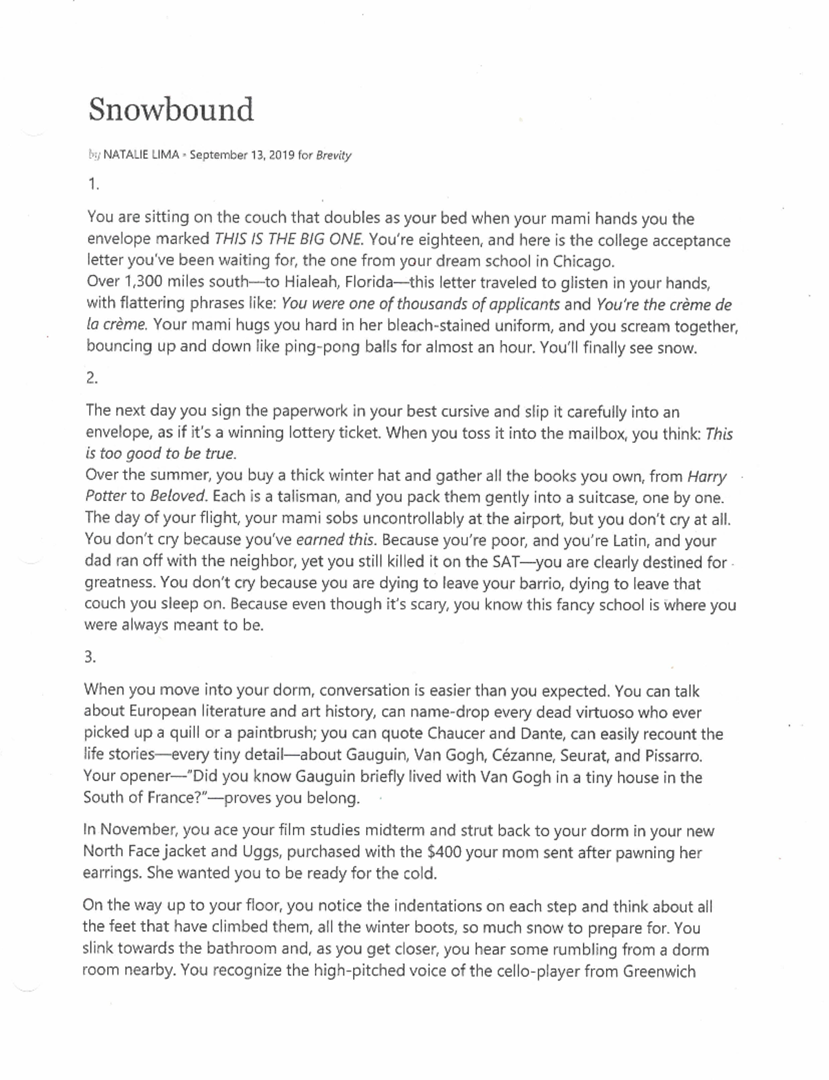 Snowbound by Natalie Lima - Studocu