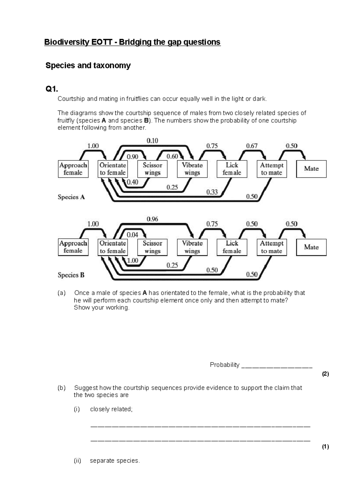 Biodiversity bridging tasks - Biodiversity EOTT - Bridging the gap ...