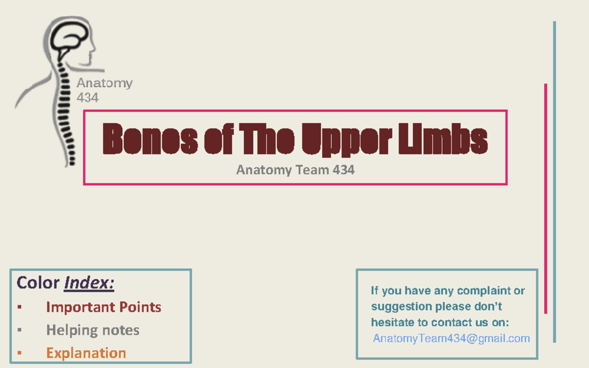 1.Bones of The Upper Limbs - Color Index: Important Points Helping ...