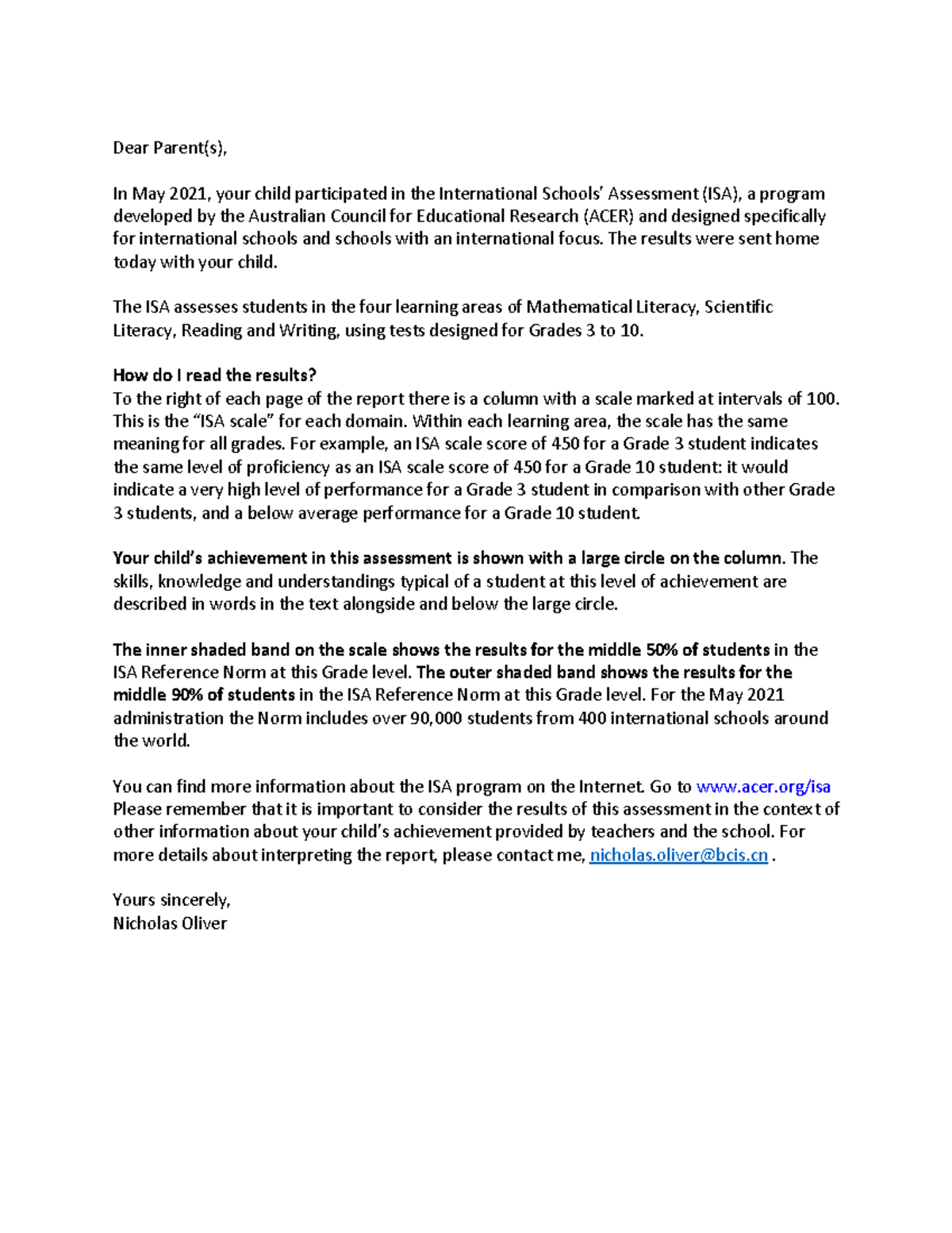 777 - idc - Dear Parent(s), In May 2021, your child participated in the ...