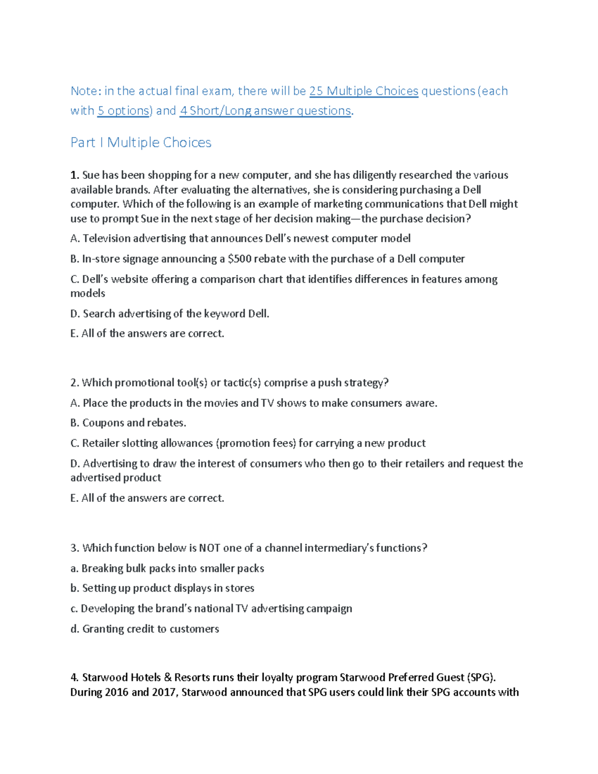 Final Exam 2019 Practice - Warning: TT: undefined function: 32 Note: in the actual final exam ...