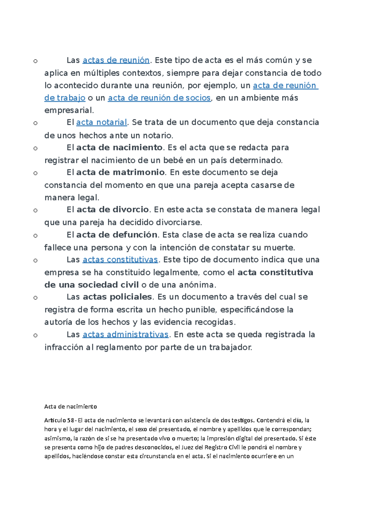 Tipos de actas - Nota: 10 - o Las actas de reunión. Este tipo de acta es el más común y se ...