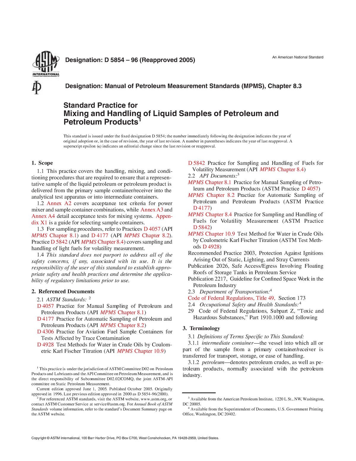 ASTM D 5854 - 96 Mixing and Handling of Liquid Samples of Petroleum and ...
