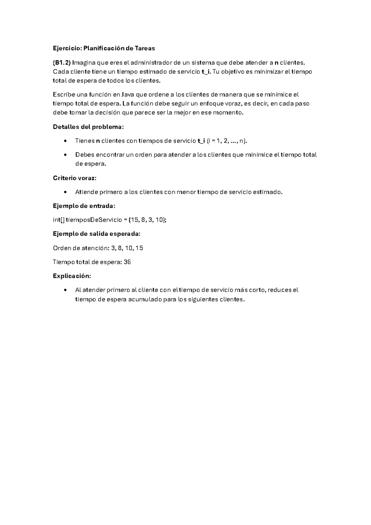 Ej Algoritmos Voraces - Ejercicio de practica con algoritmo Voraz muy ...