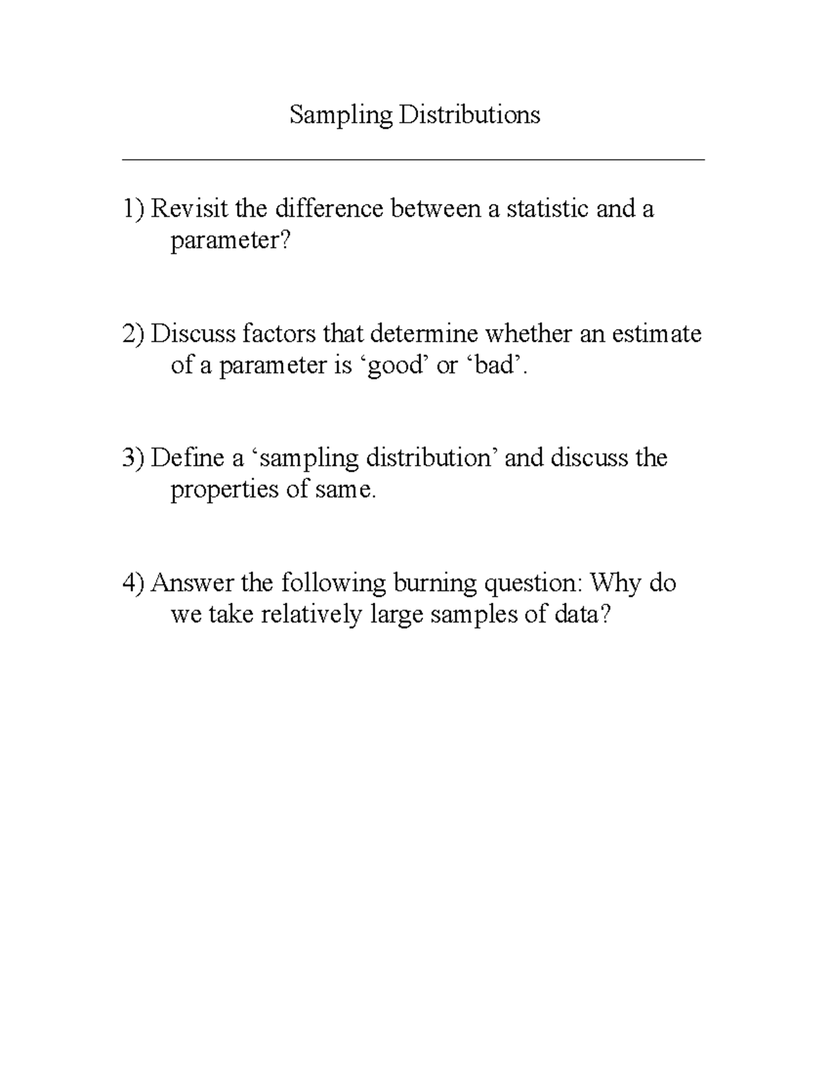 Ch07clt - Yeah - Sampling Distributions Revisit the difference between ...