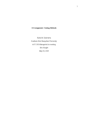 3-2 assignment Costing Method - ACC 202 3-2 Assignment: Costing Methods ...