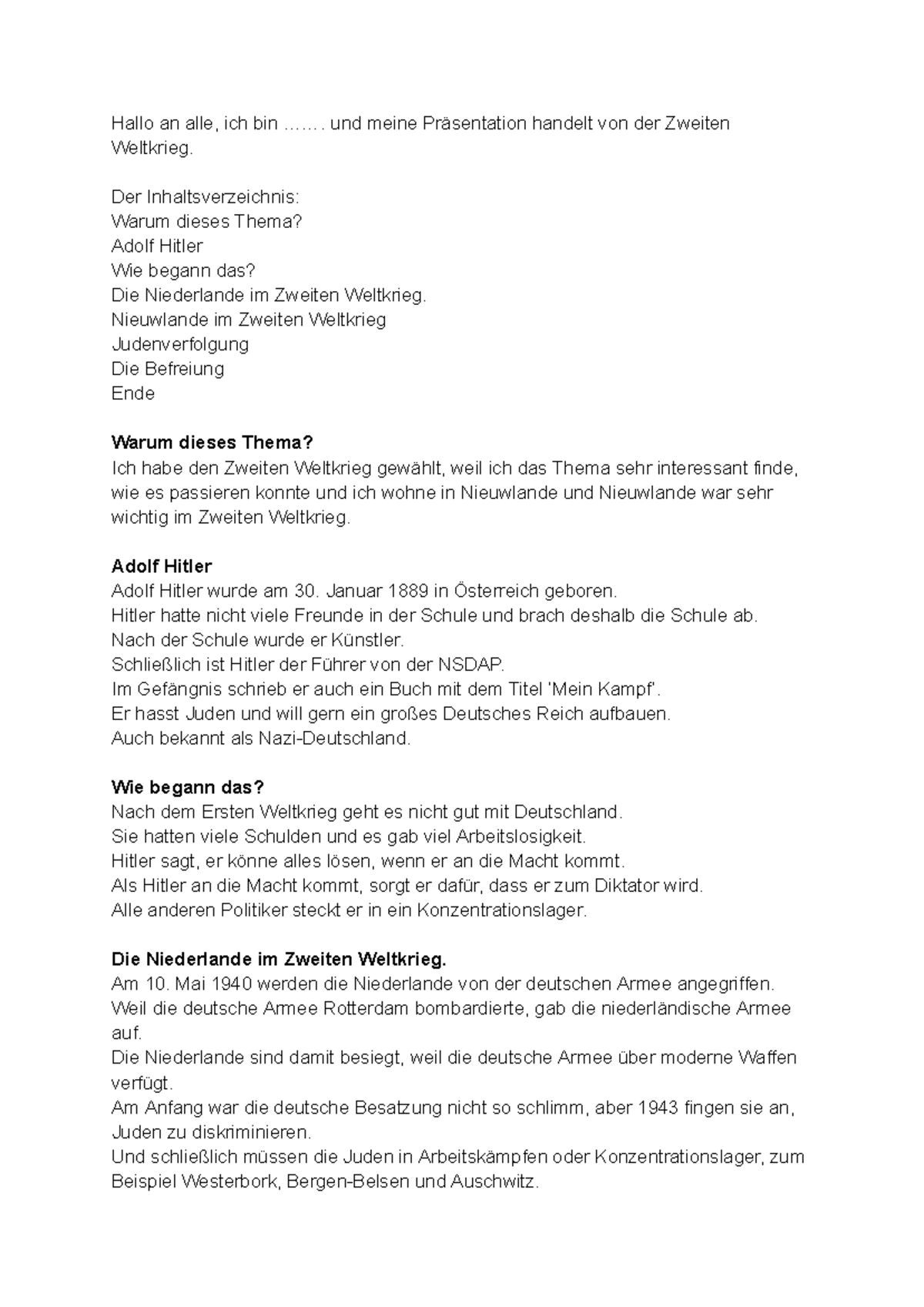 Tekst voor Duits presentatie Tweede wereldoorlog - Google Documenten ...