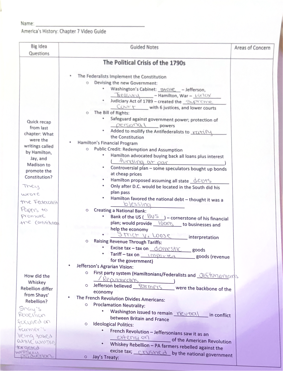 America's History Chapter 7 Video Guide - Name: History: Chapter 7 ...