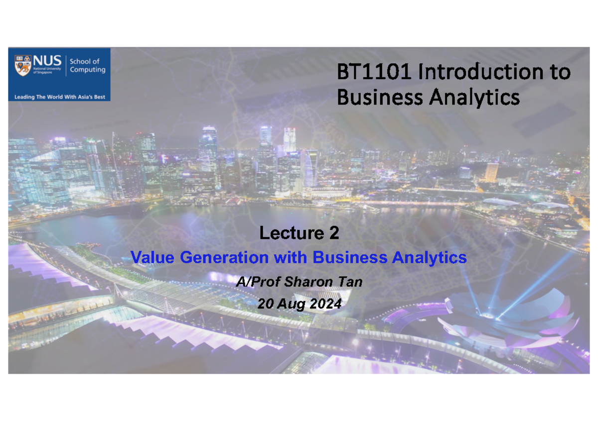 BT1101+L2+Generating+Value - BBTT1 111001 1 IInnttrroodduuccttiioonn ttoo BBuussiinneessss - Studocu