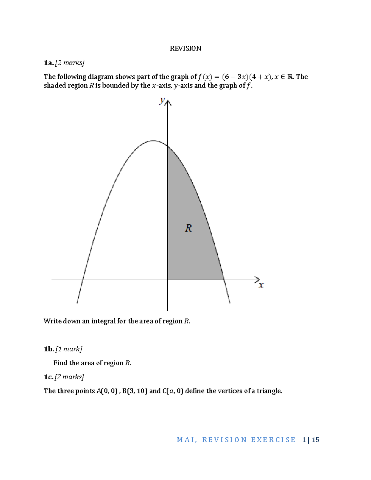 Grade 12 Revision Math Questions And Their Answers REVISION 1a 2