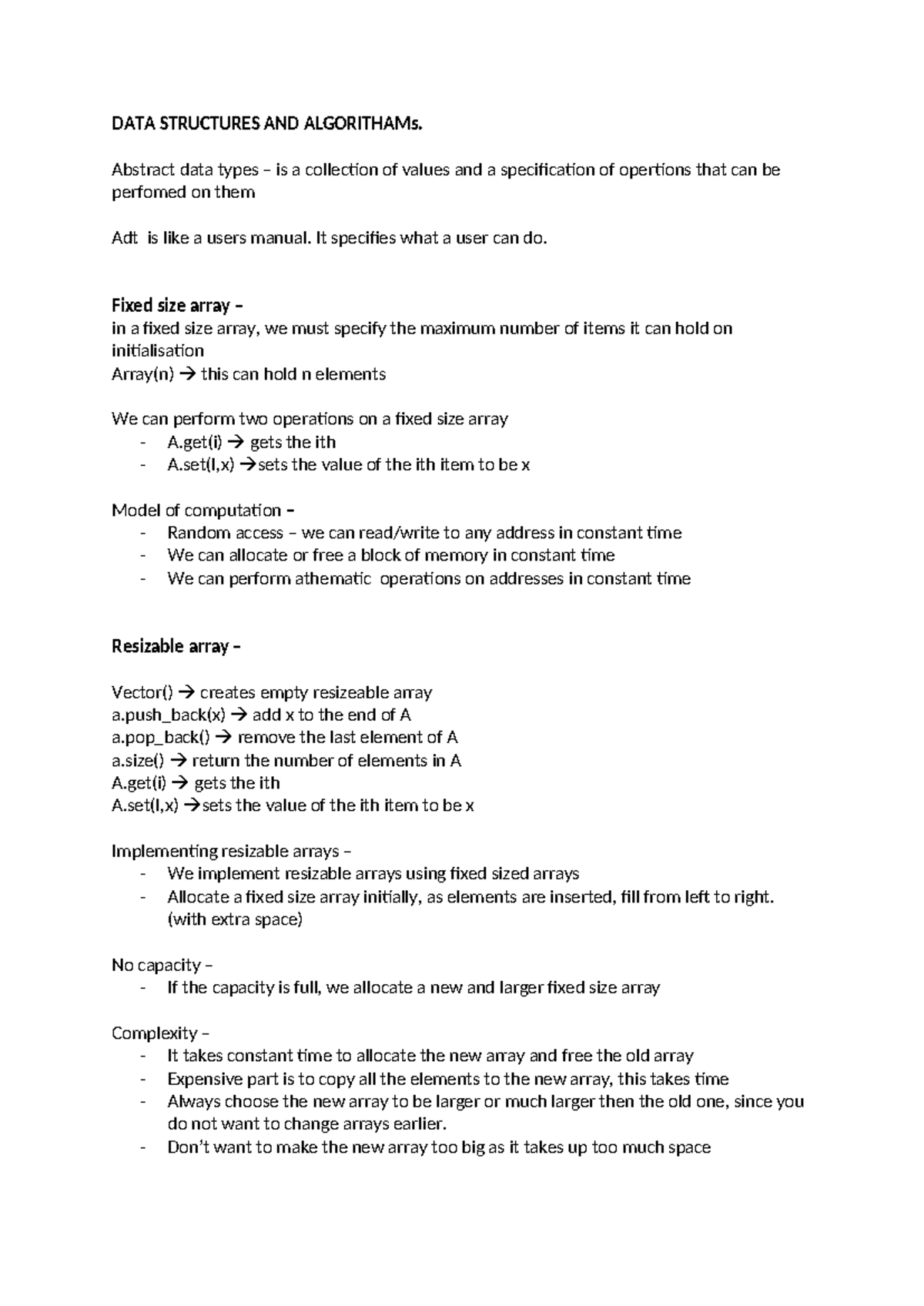 Data Structures And Algorithms Data Structures And Algorithams Abstract Data Types Is A