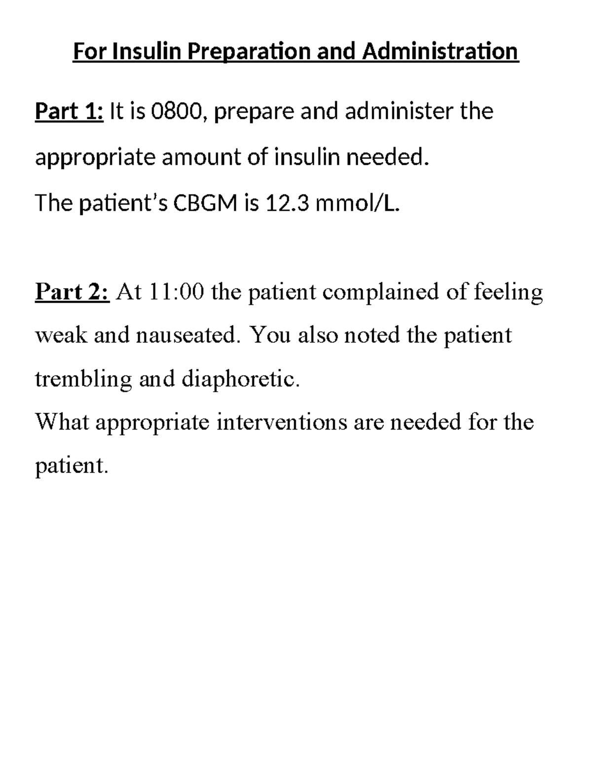 Insulin Medication Administration Record Sheet - For Insulin ...