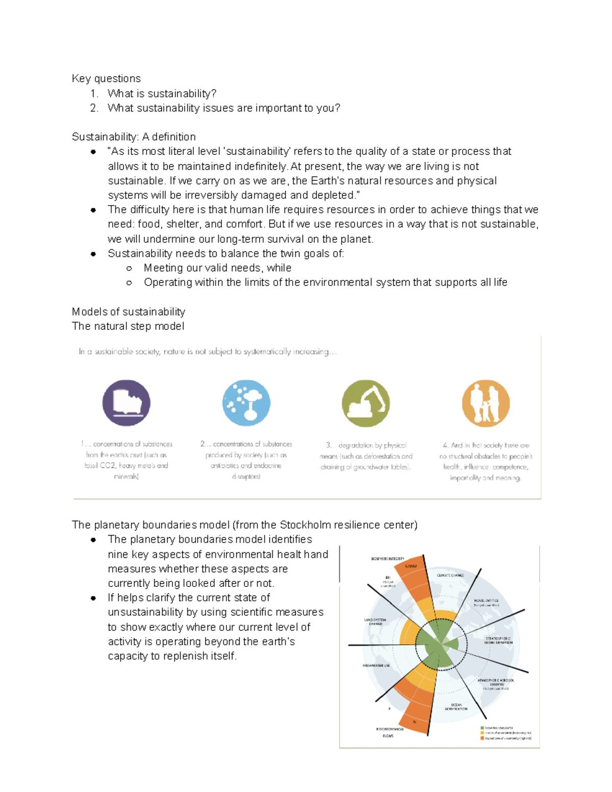 Week 7 Business and Sustainability - Key questions 1. What is ...