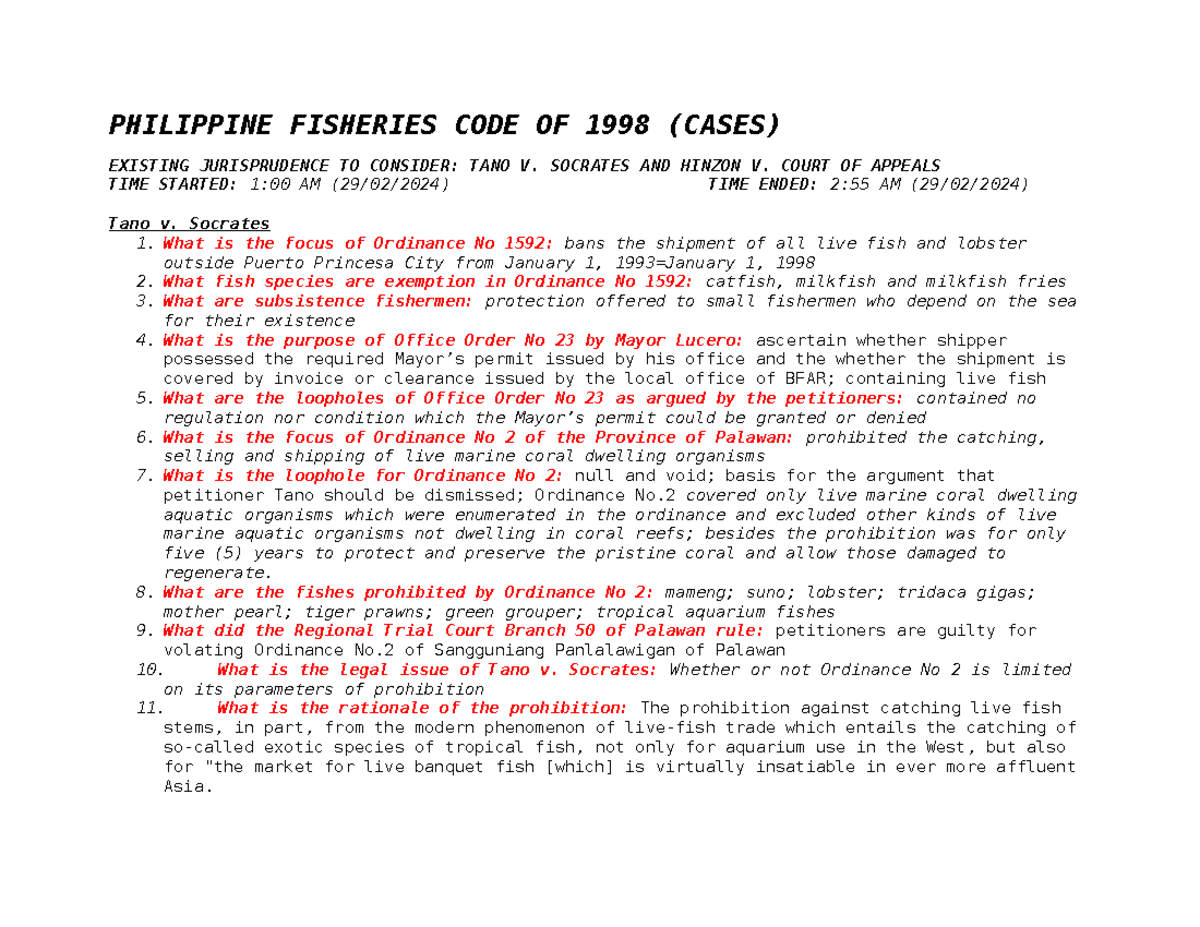 Philippine Fisheries Code Reviewer - PHILIPPINE FISHERIES CODE OF 1998 ...