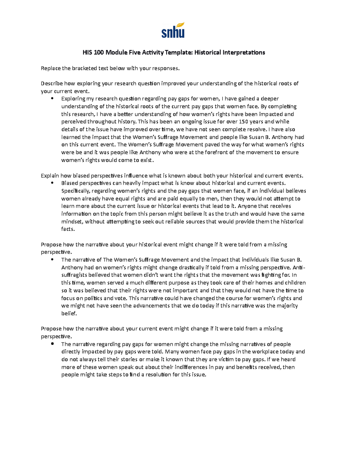 HIS 100 Module Five Activity Template - HIS100 - SNHU - Studocu