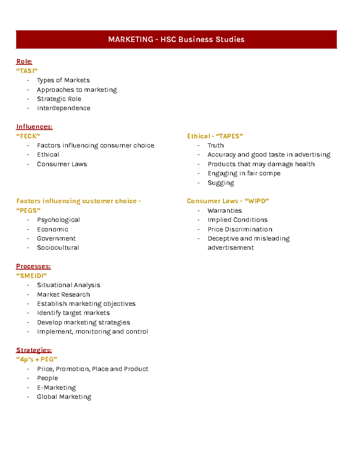 Annotated Business Studies Syllabus - MARKETING - HSC Business Studies ...