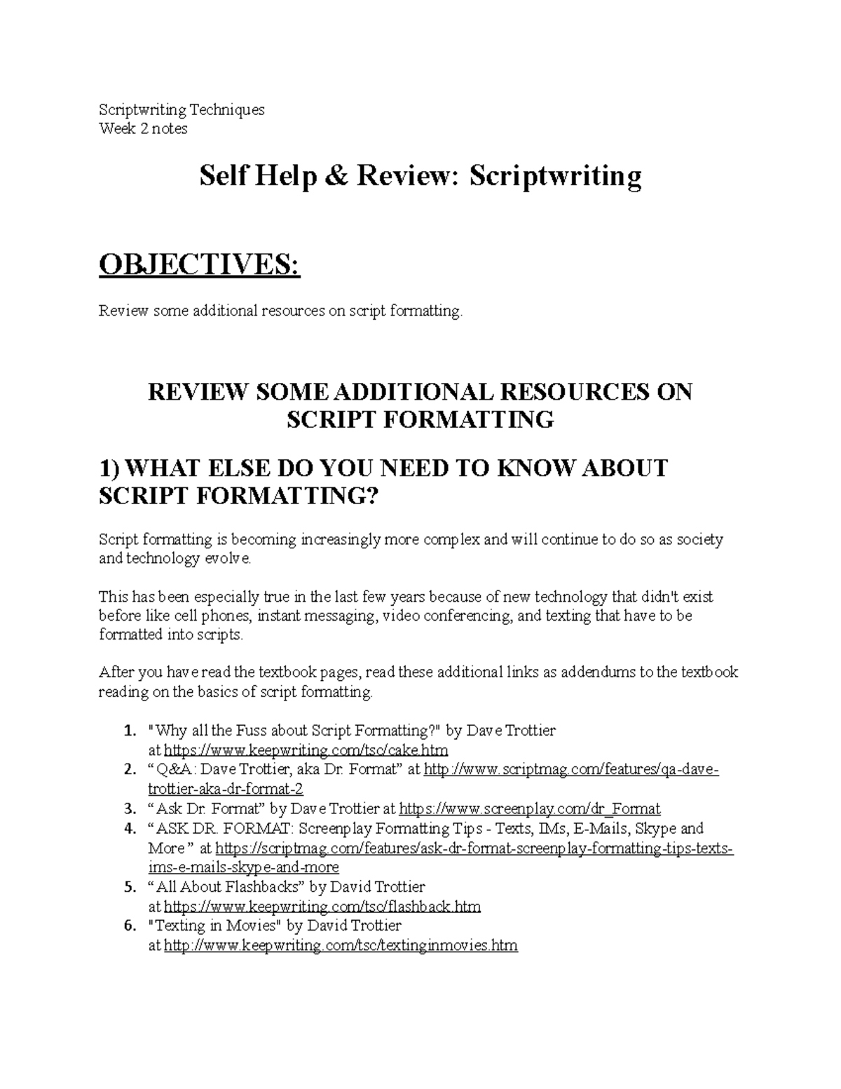 Scriptwriting Techniques - Self Help & Review - Scriptwriting ...