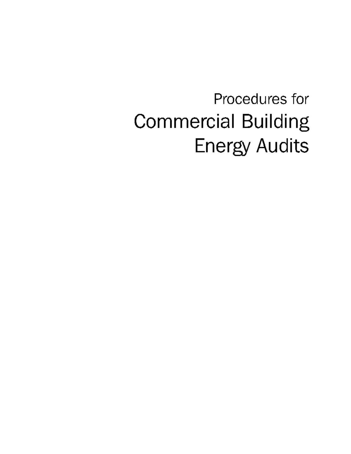 Ashrae Comm Building Energy Audits - Procedures for Commercial Building ...