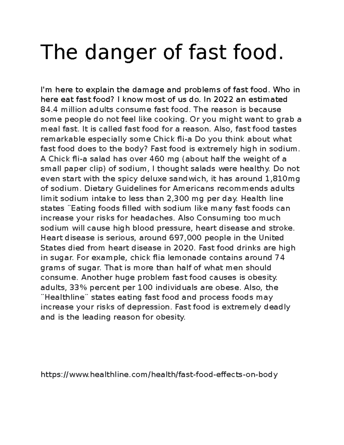 The danger of fast food - I'm here to explain the damage and problems ...