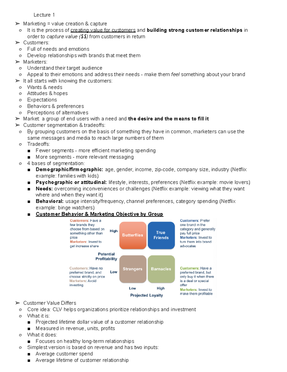 Module 3 Lecture Notes ALL - Lecture 1 Marketing = value creation ...