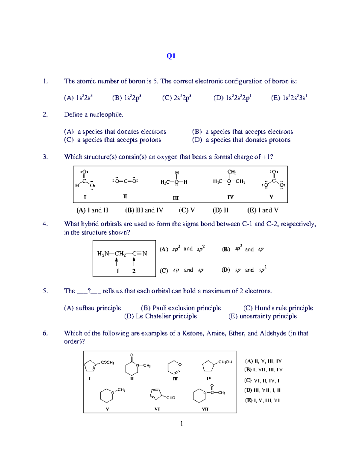 SQ1 - dfdfdfdf - (A) I and II (B) III and IV (C) V (D) II (E) I and V C ...