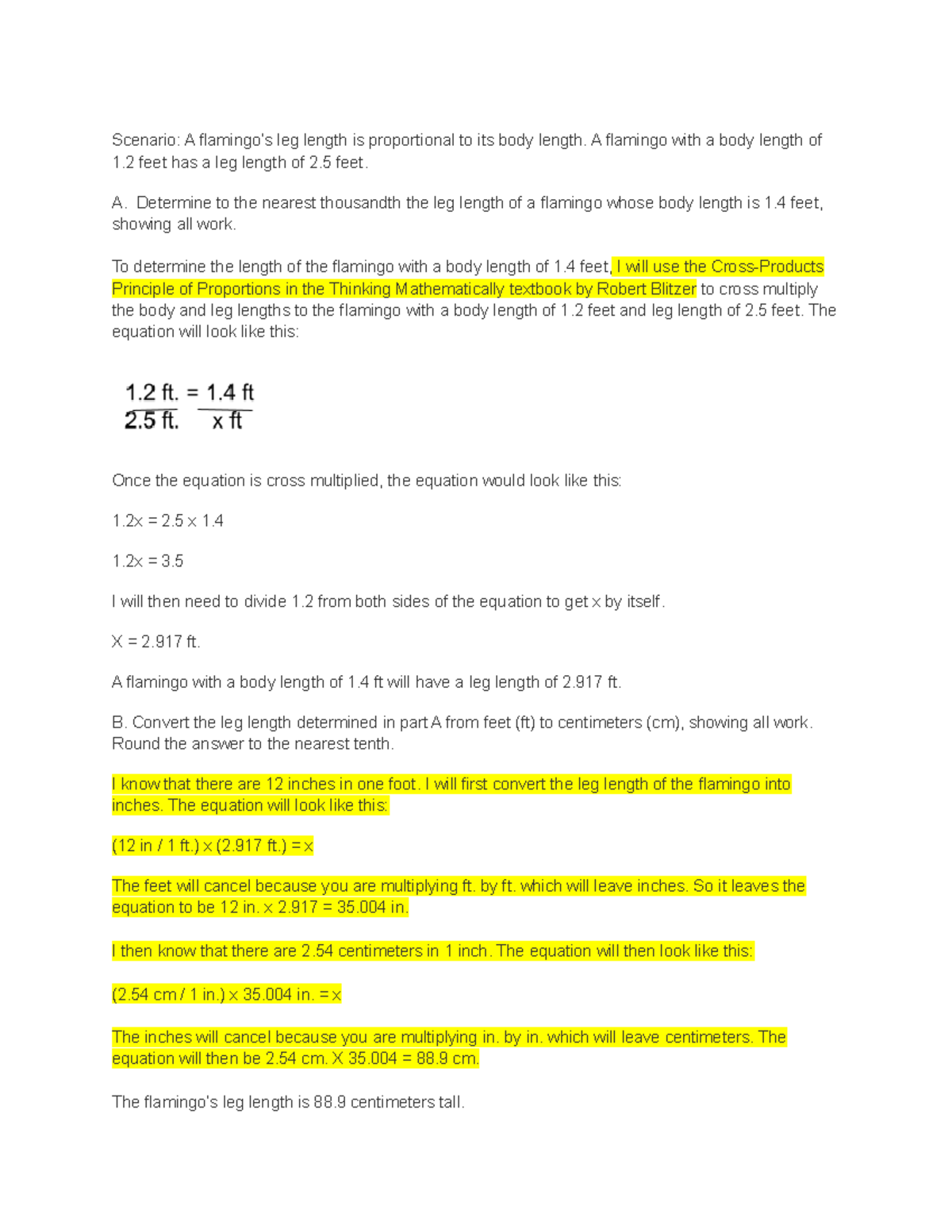 QTT2 Task 7 attempt 4 - QTT2 Task 7 - Scenario: A flamingo’s leg length is proportional to its ...