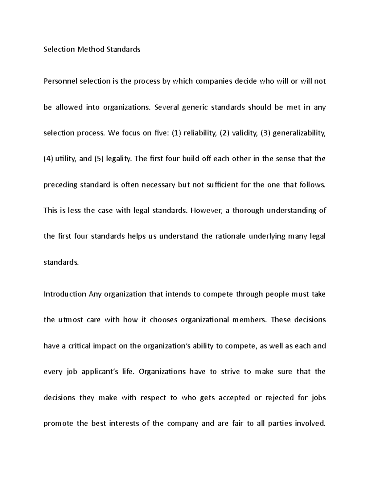 HRM 21 - Selection Method Standards - Selection Method Standards ...