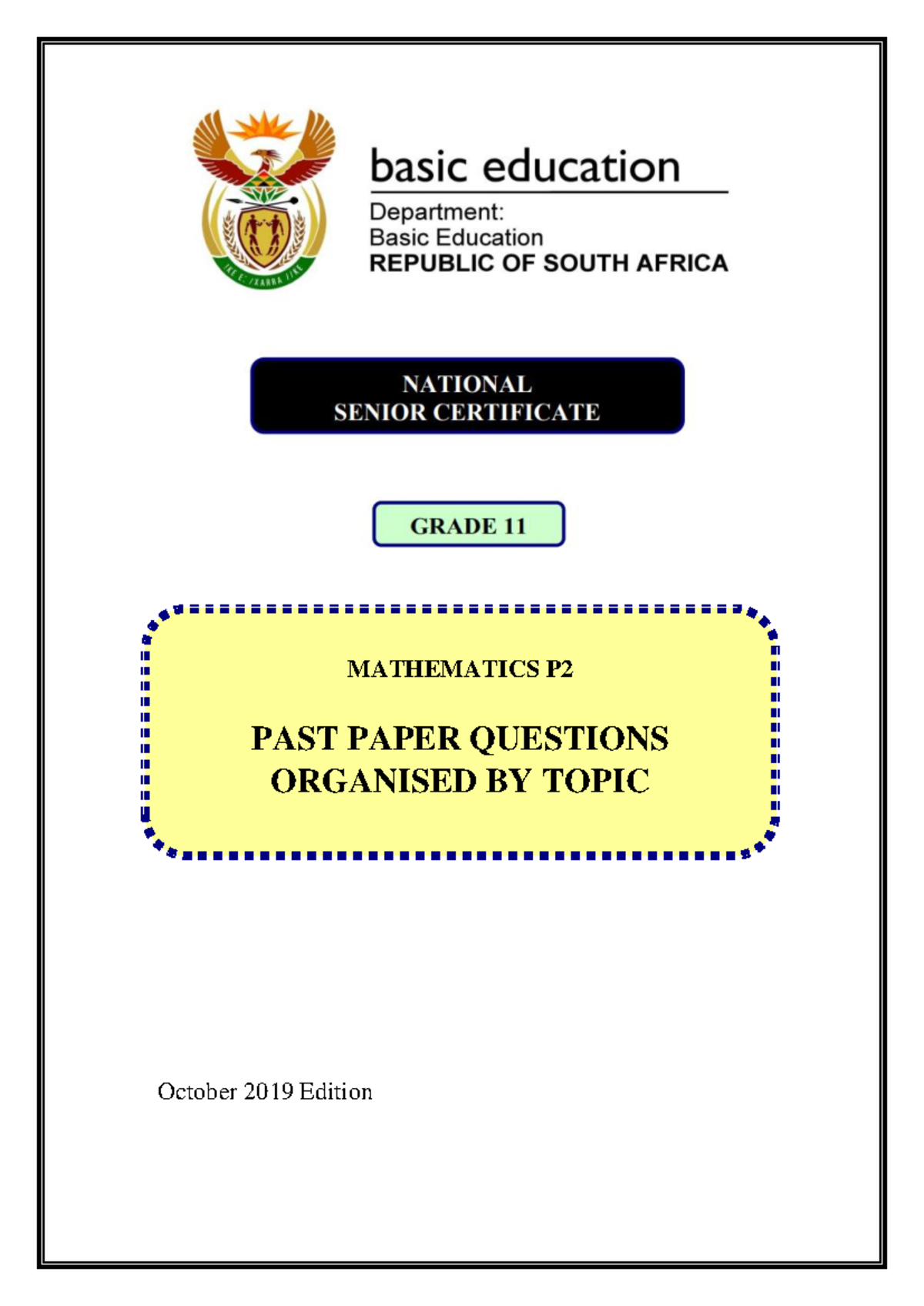 Maths Gr11 Exam P2 Q's by Topic - MATHEMATICS P PAST PAPER QUESTIONS ...