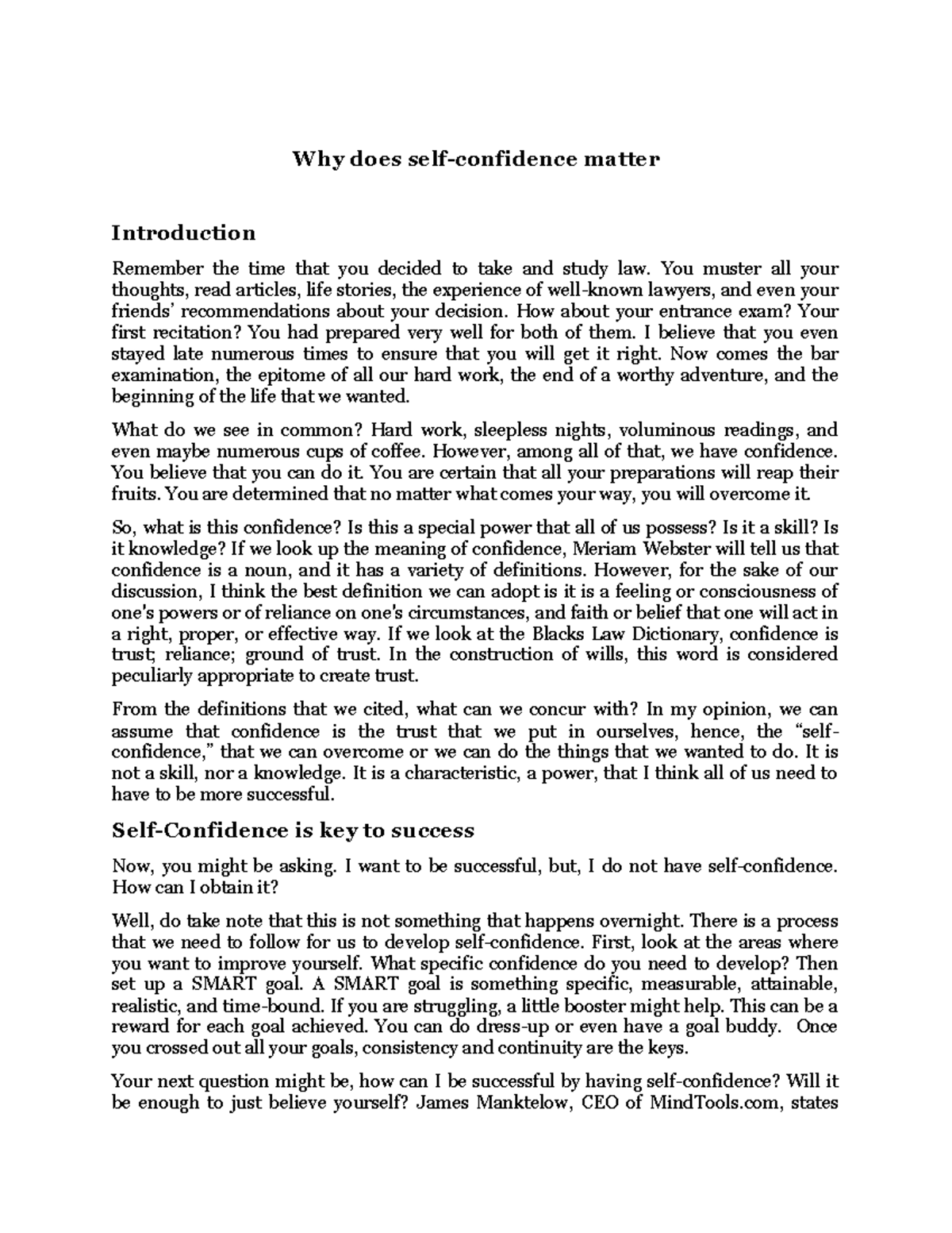 Why does self-confidence matter - Why does self-confidence matter ...