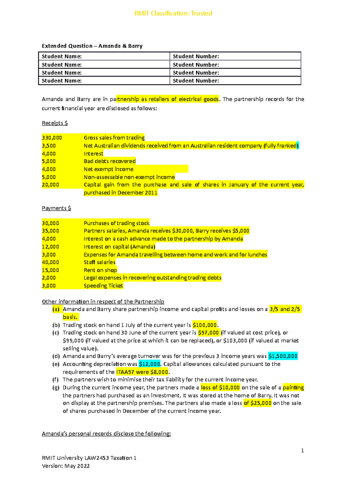 Topic 8 - Knowledge Check - Extended Question 2 - Amanda and Barry ...