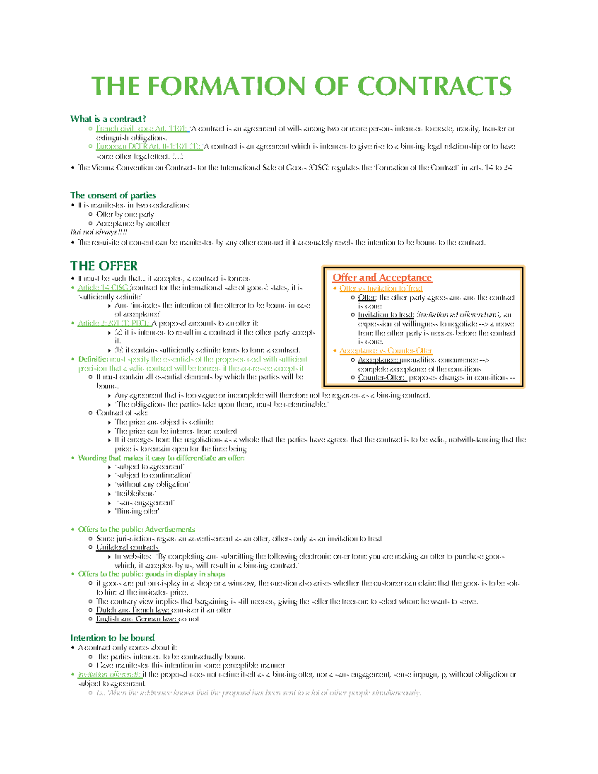 Formation of Contracts - Offer - THE FORMATION OF CONTRACTS What is a ...