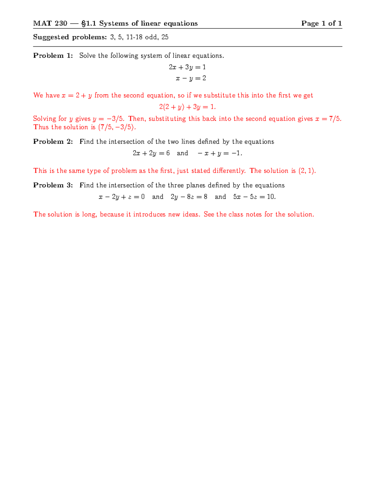 08-22 1.1 Systems of linear equations, Solutions - MAT 230 — §1 Systems ...
