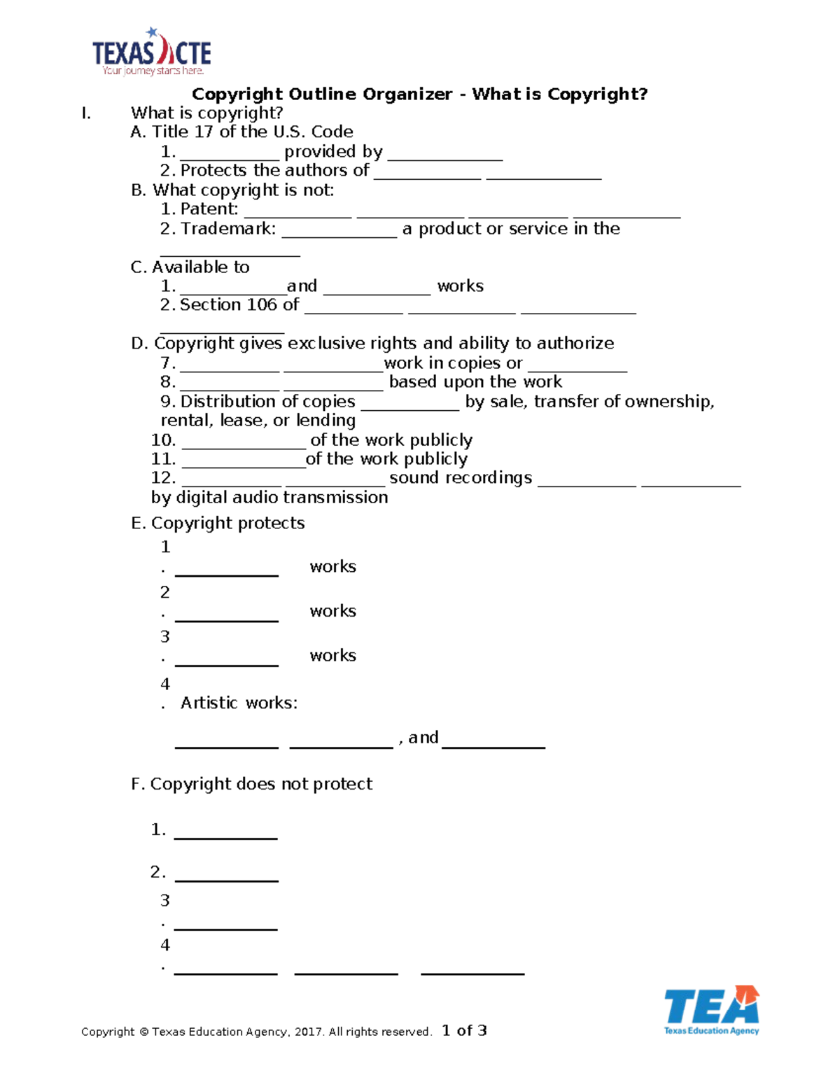 Copyright Outline Organizer - What is Copyright - What is copyright? A ...