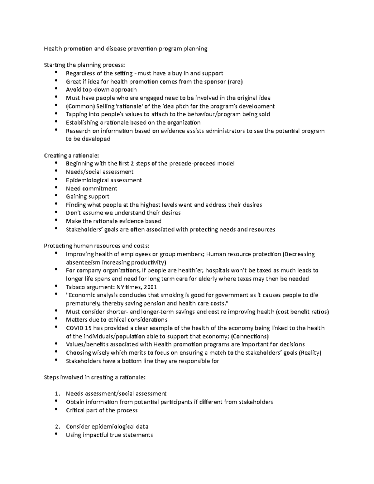 Health promotion - disease prevention program planning - Health ...