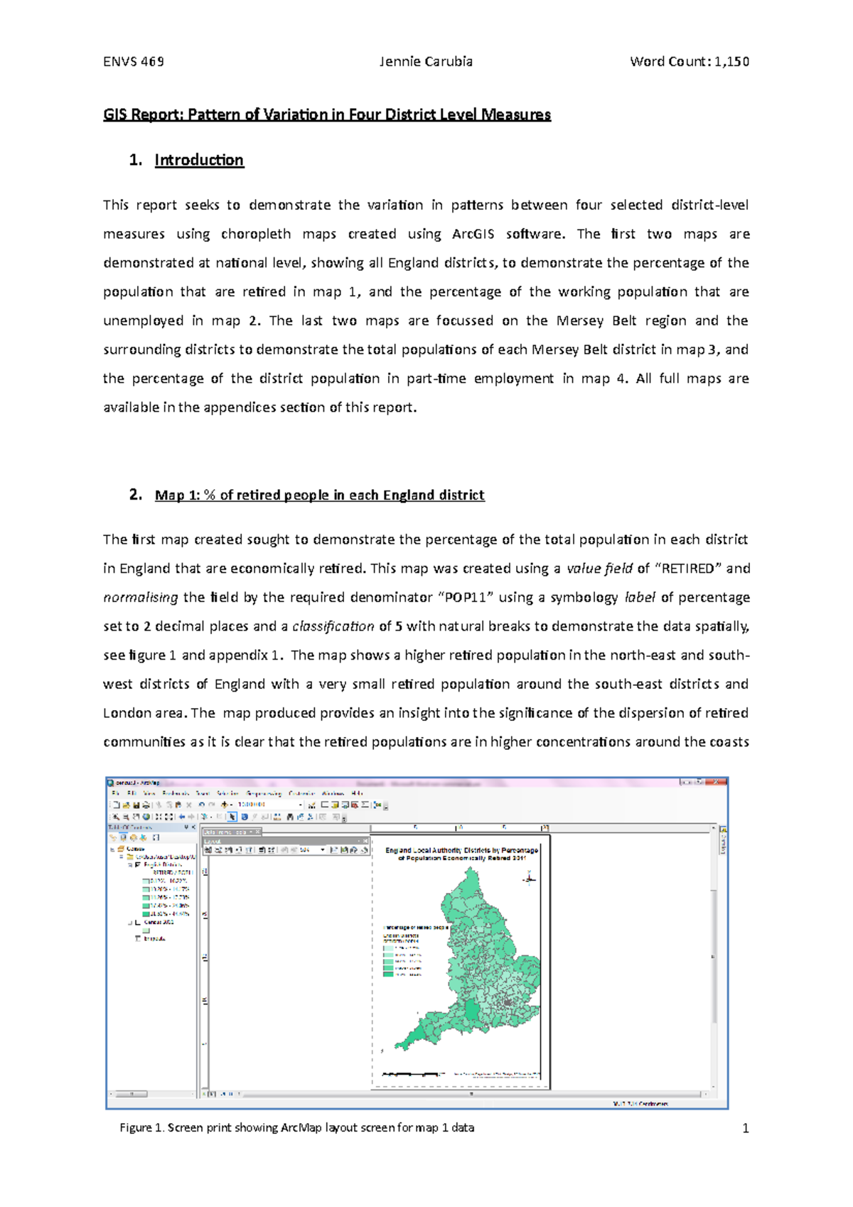 GIS - GIS Report: Pattern of Variation in Four District Level Measures ...