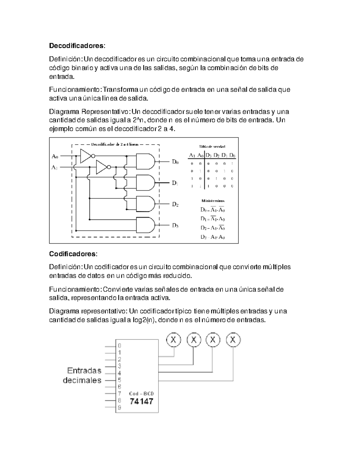 Circuitos L+ Ogicos Combinacionales MSI - Decodificadores: Definición: Un decodificador es un ...