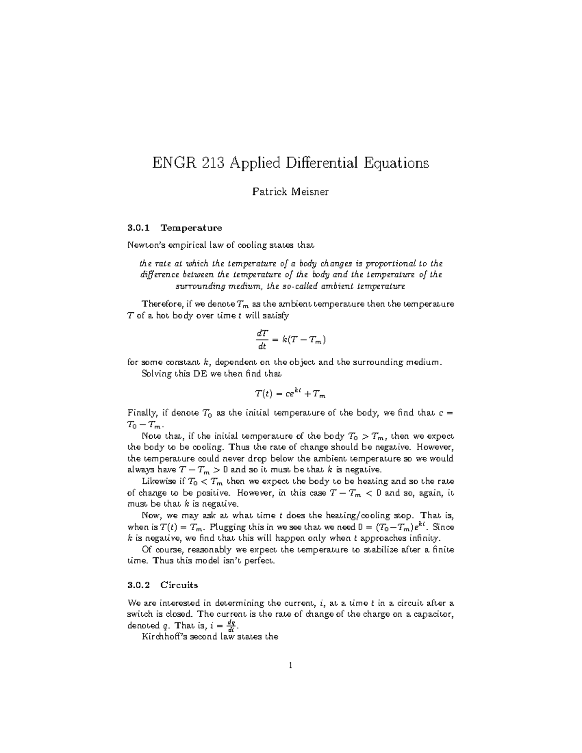 Lecture 9 - class note by the teacher first class - ENGR 213 - Concordia - Studocu