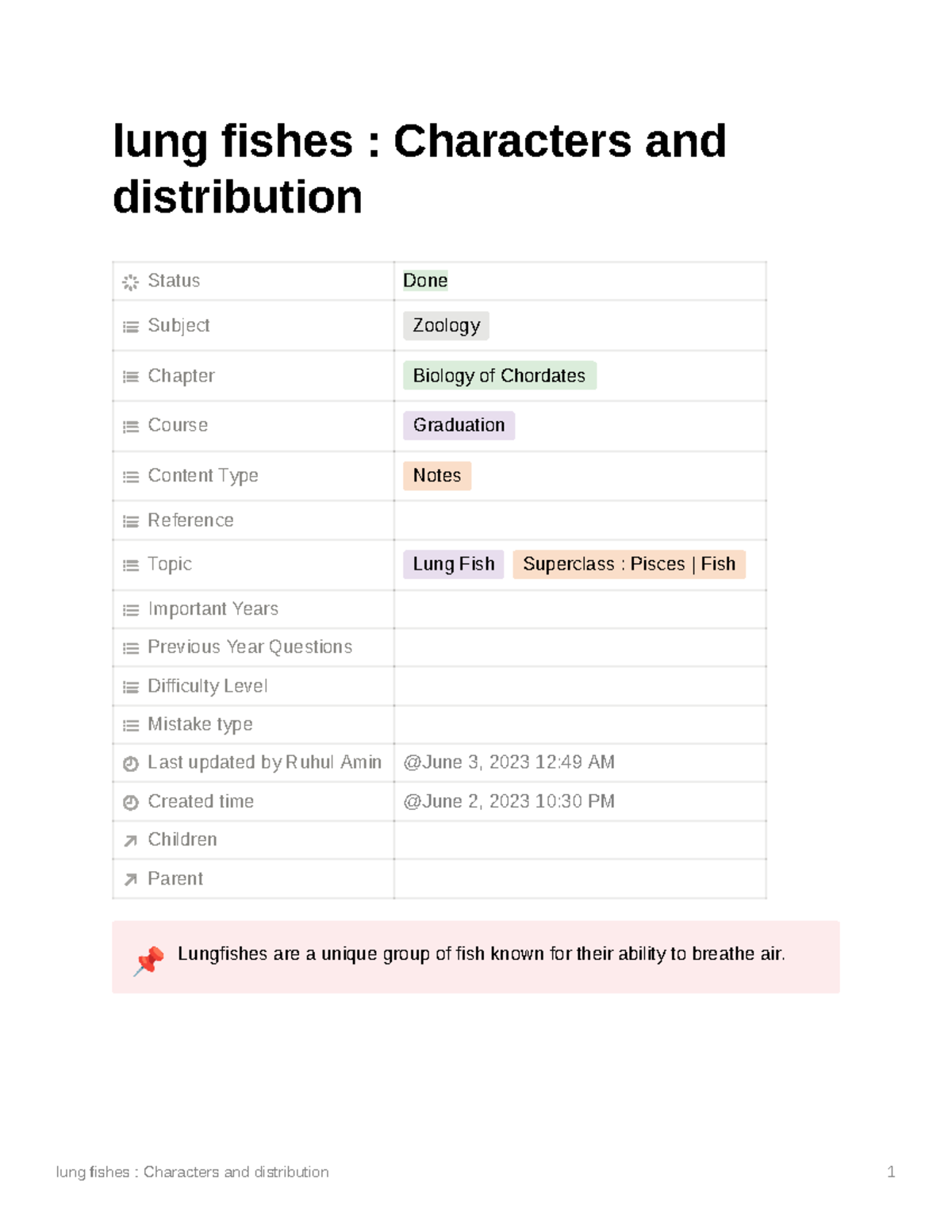 Lung fishes Characters and distribution - lung fishes : Characters and ...