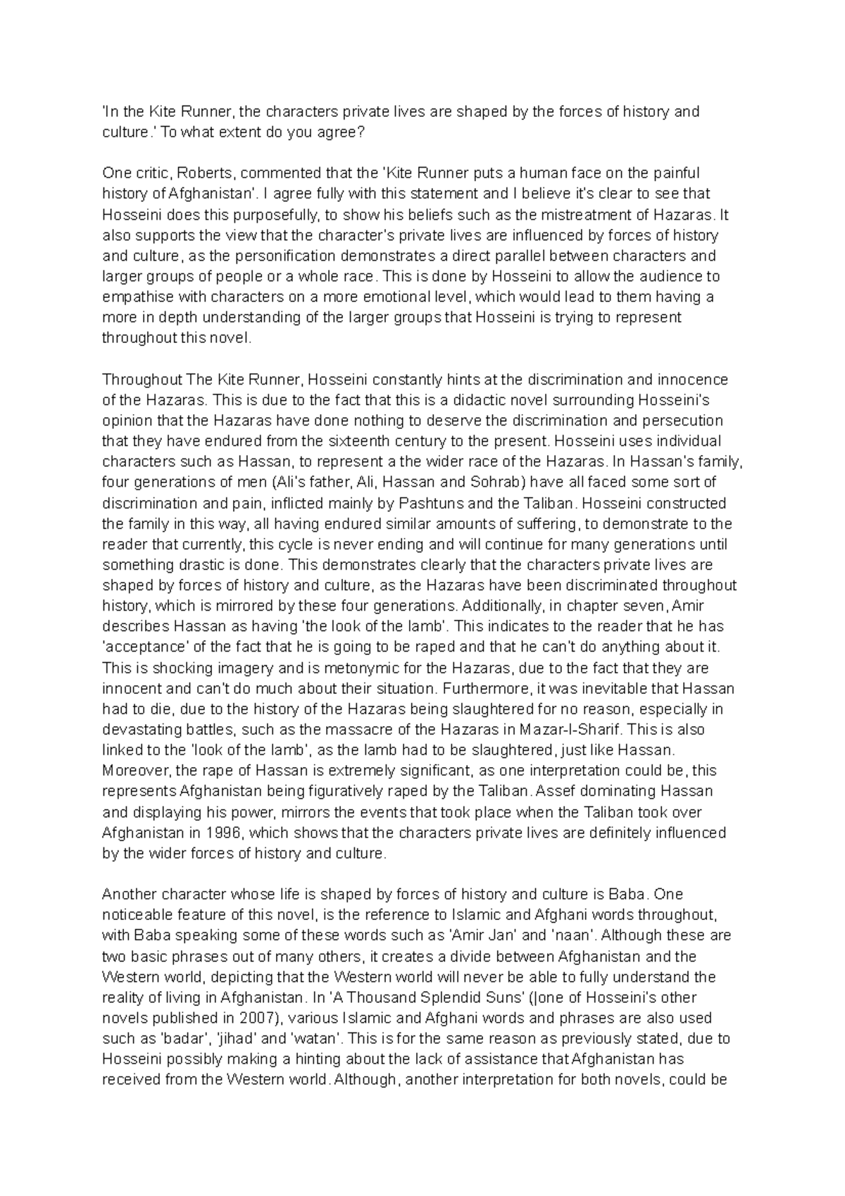 Kite runner essay private lives shaped by history - ‘In the Kite Runner ...