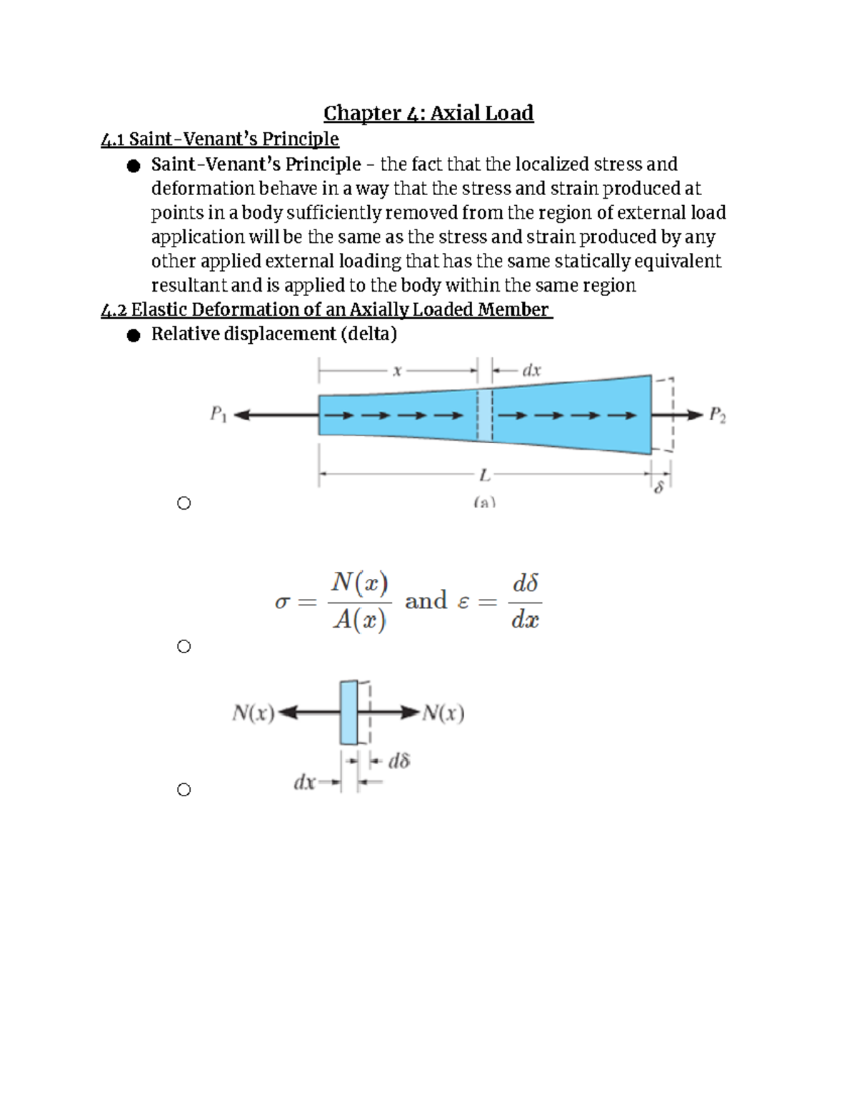 Chapter 4 Axial Load - Chapter 4: Axial Load 4 Saint-Venant’s Principle Saint-Venant’s Principle ...
