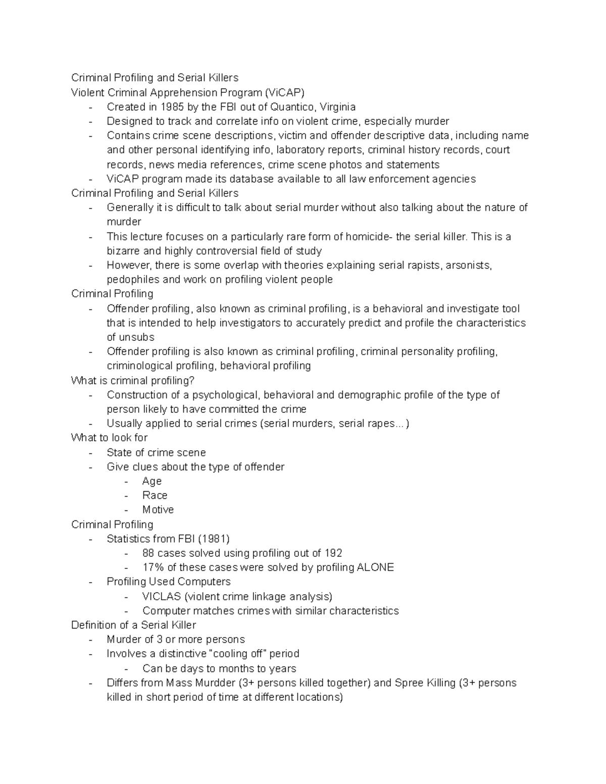 Criminal Profiling - jknjk - Criminal Profiling and Serial Killers ...