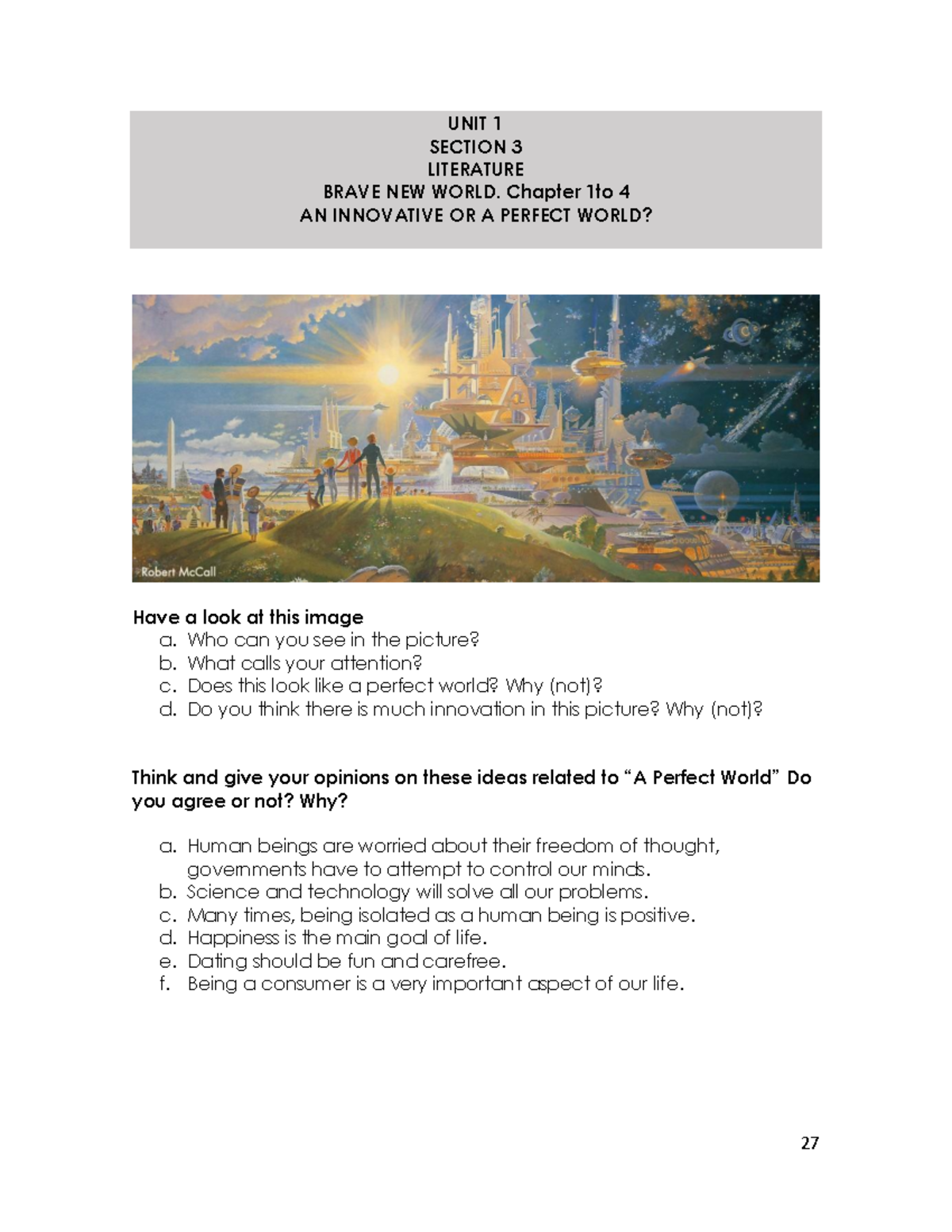 Unit-1 - UNIDAD 1 INGLÉS IV - UNIT 1 SECTION 3 LITERATURE BRAVE NEW ...