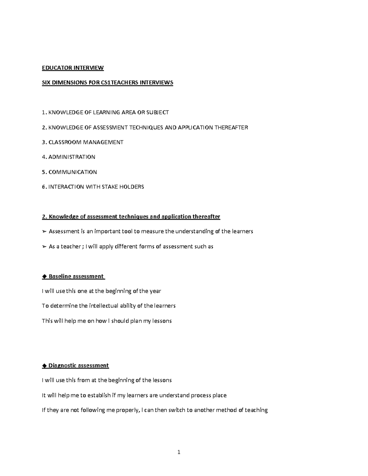 Interview questions 2 - This might help someone - EDUCATOR INTERVIEW ...