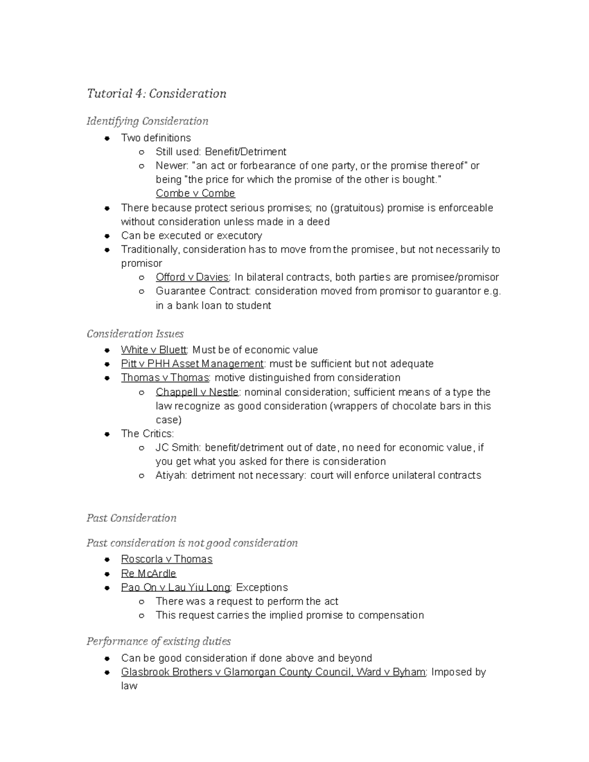 Consideration in Contracts: Definitions Exceptions and Case Law - Studocu