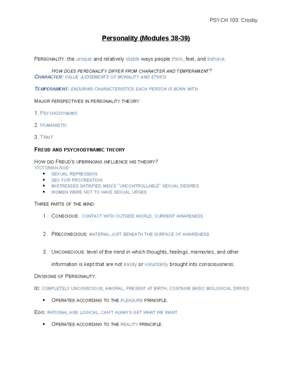 Personality Modules 38-39 - psych 100 - Personality (Modules 38-39 ...