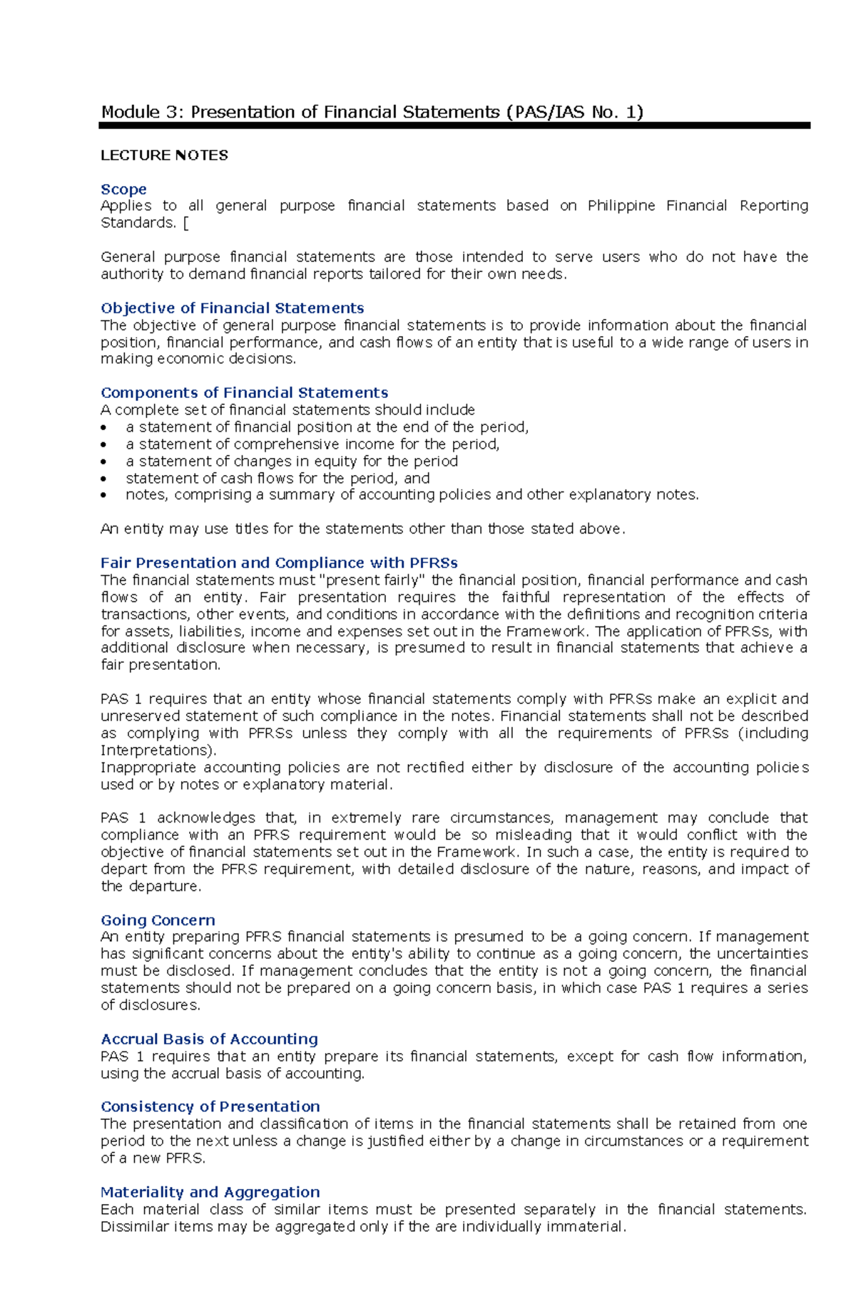 CFAS 03 - Presentation of FS - Module 3: Presentation of Financial ...