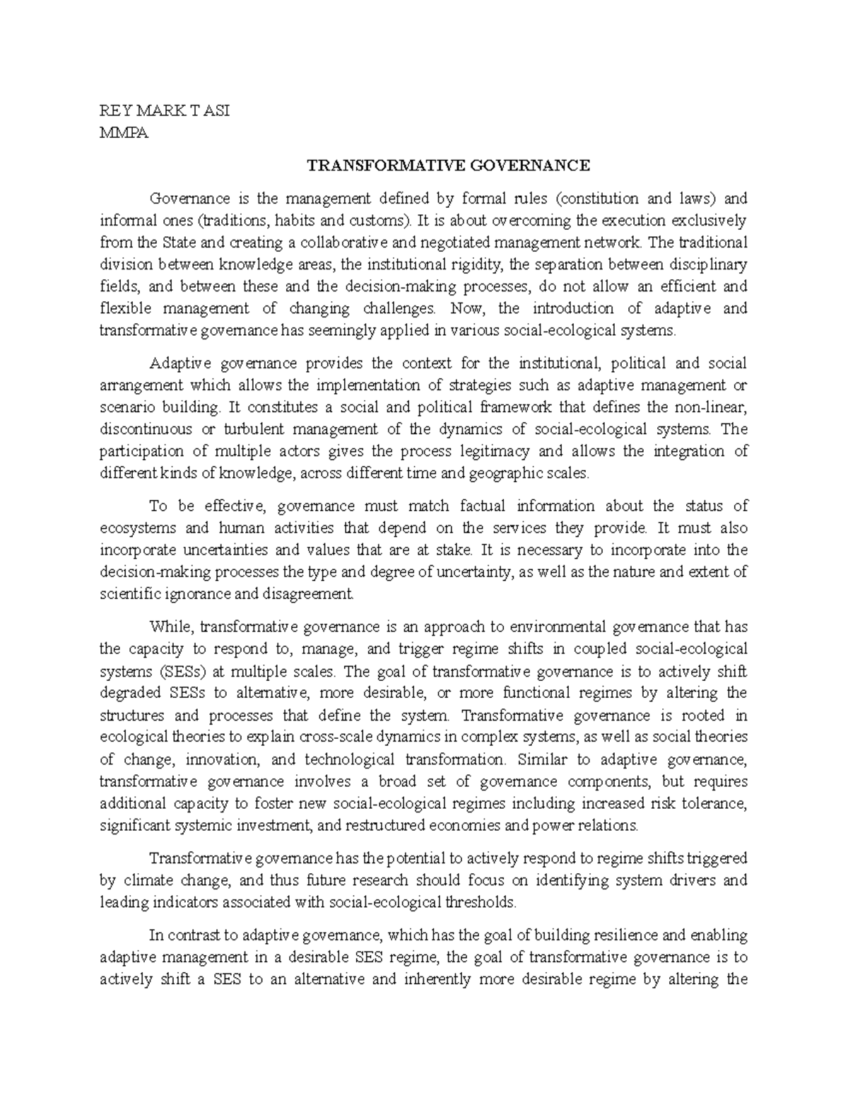 Transformative-Governance - REY MARK T ASI MMPA TRANSFORMATIVE ...