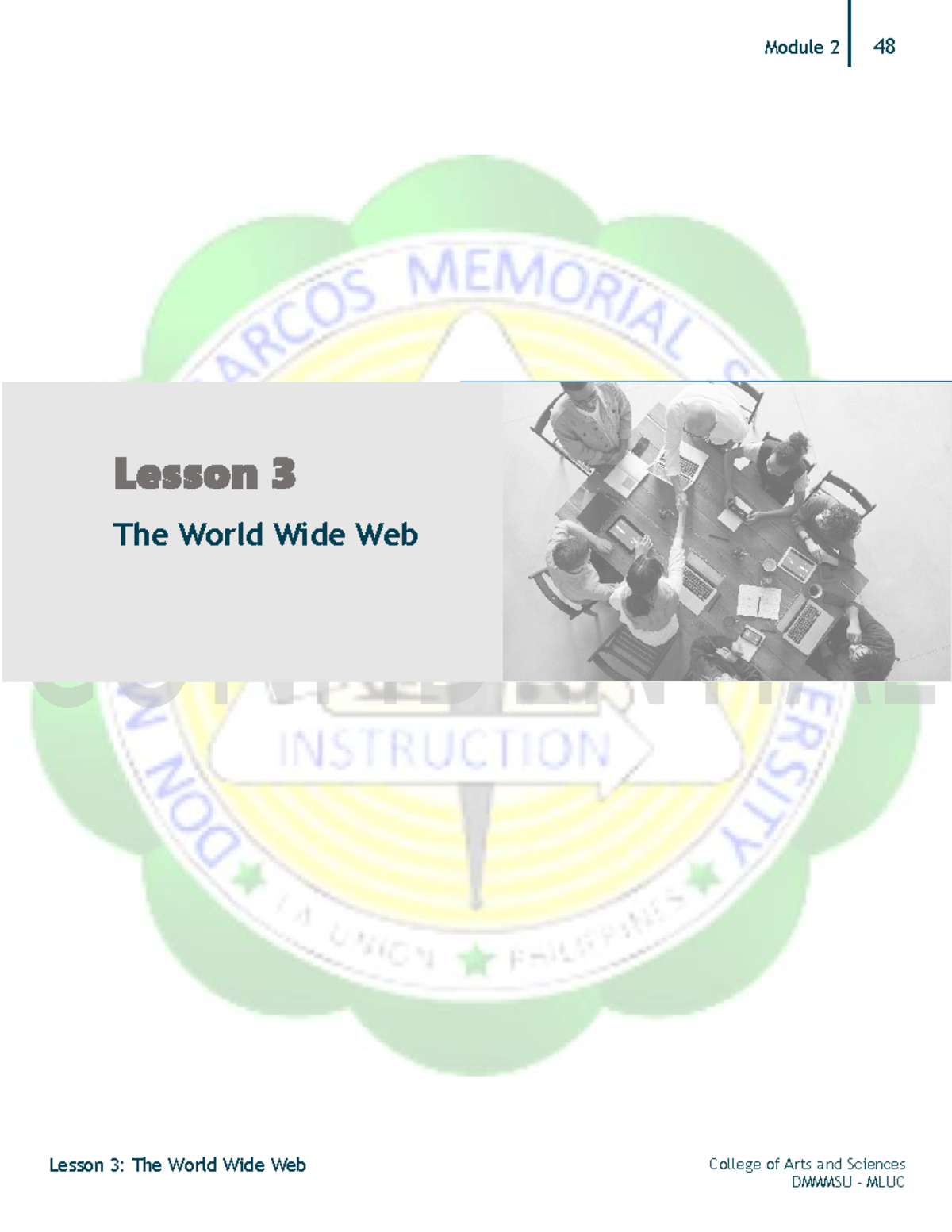 IT Era Lesson 3 M2 - College of Arts and Sciences Lesson 3: The World ...