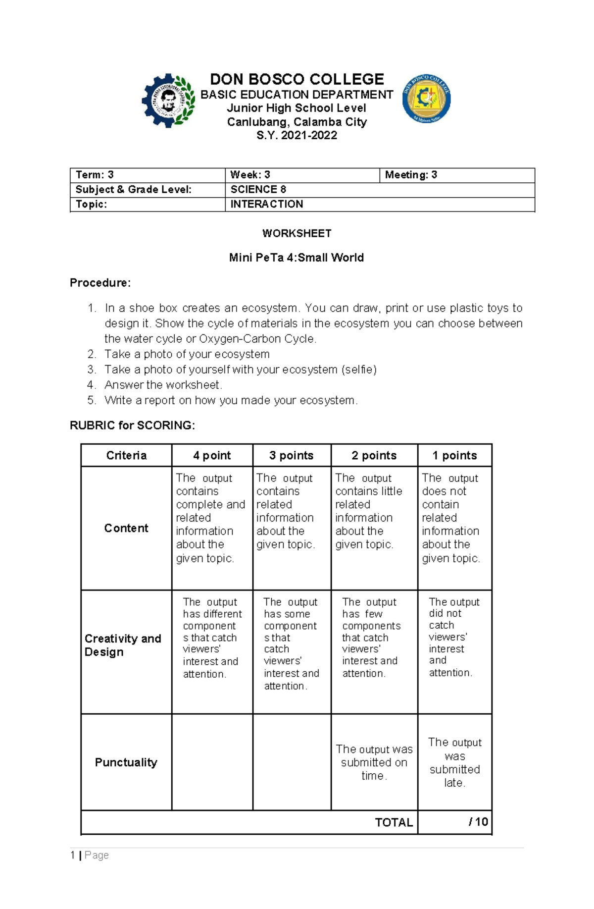 Marco Isaiah Laureano - SCI W3 M3 (TASK MINI PETA 4) - DON BOSCO ...
