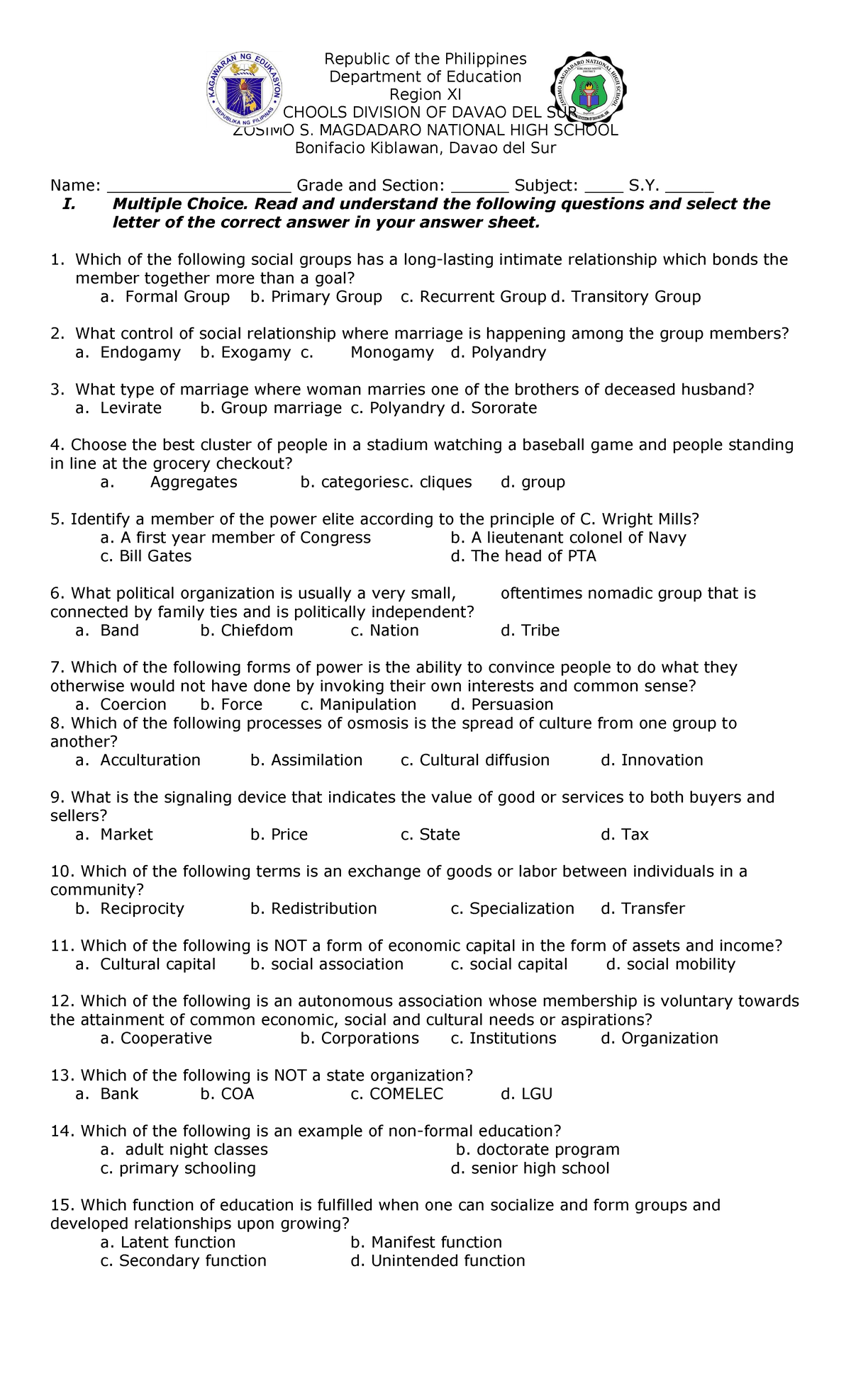 UCSP-2nd-quarter - UCSP - Republic of the Philippines Department of ...